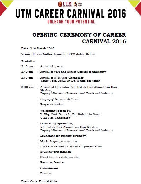 Opening Ceremony 2016 | UTM CAREER CARNIVAL 2023