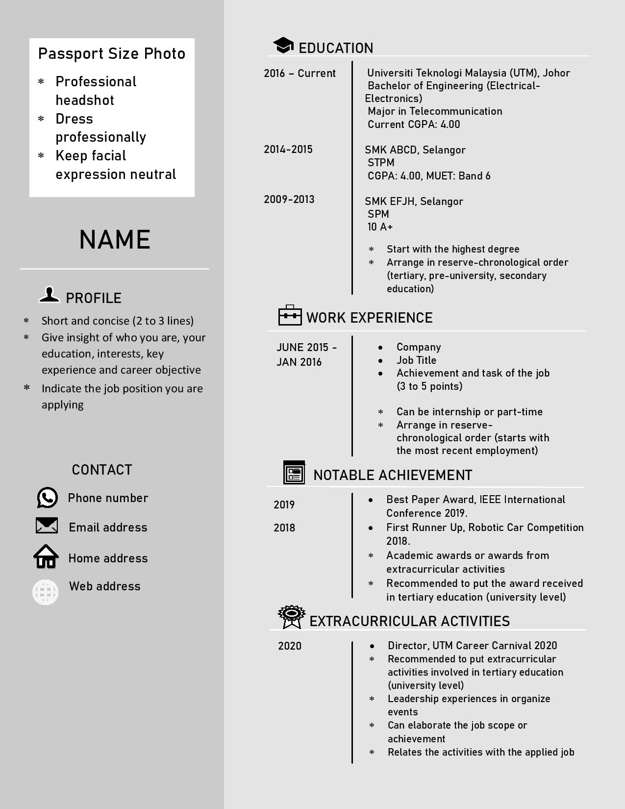 Sample Resume | UTM CAREER CARNIVAL 2023