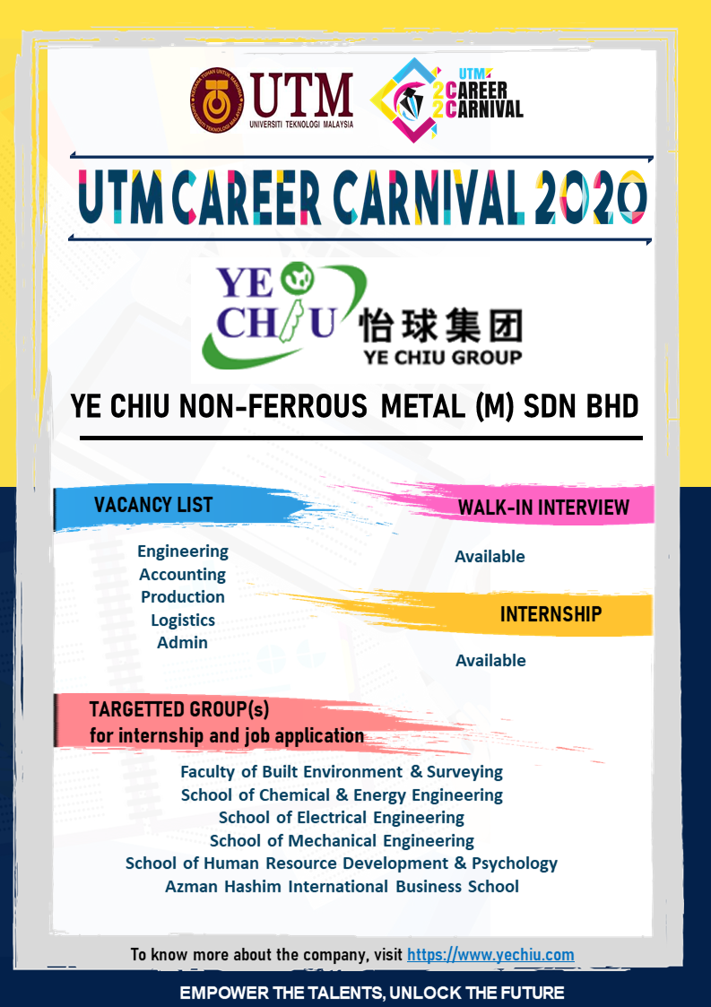 Internship & Job Opportunities (Ye Chiu Non-Ferrous Metal (M) Sdn Bhd ...