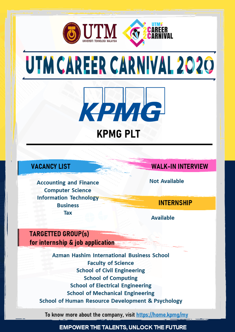 Internship & Job Opportunities (KPMG PLT) | UTM CAREER CARNIVAL 2023